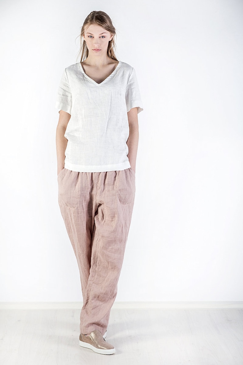 Linen Top / Washed Linen Top / Linen Blouse / Basic Linen Top - Etsy