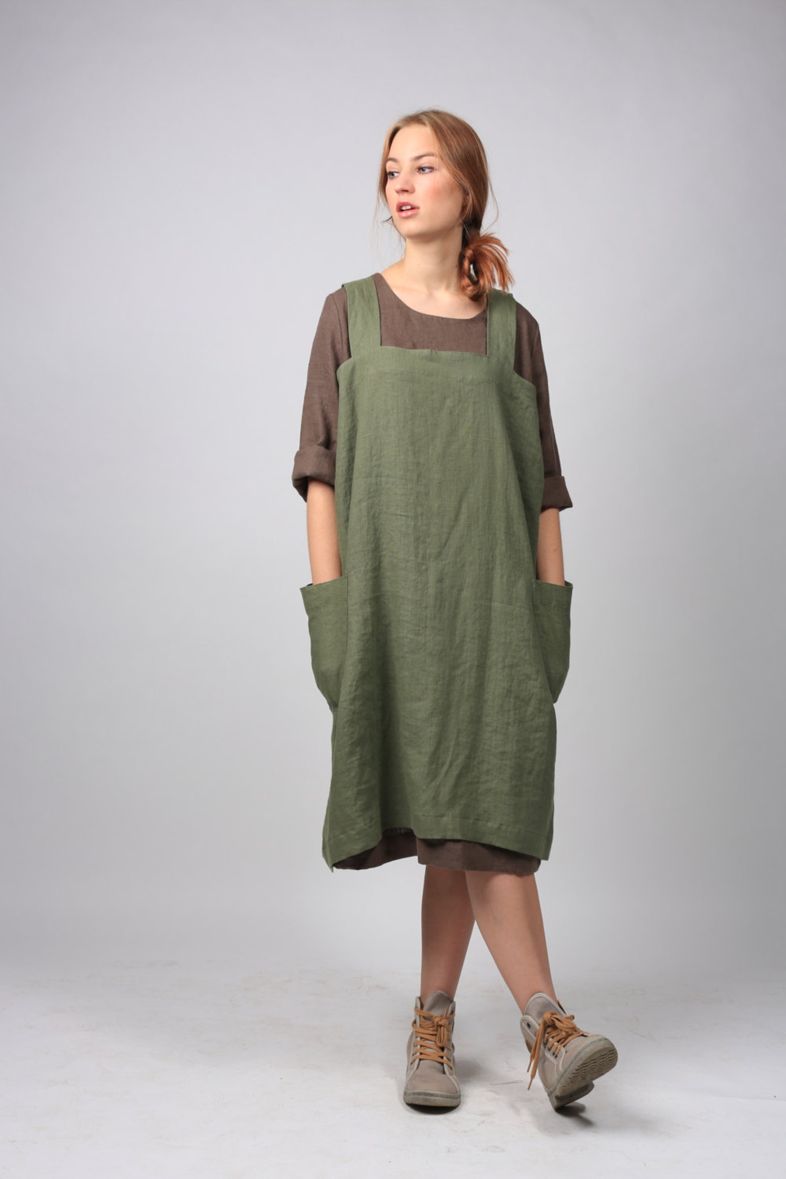 Linen Pinafore Apron Square Cross Linen Apron Linen Tunic - Etsy