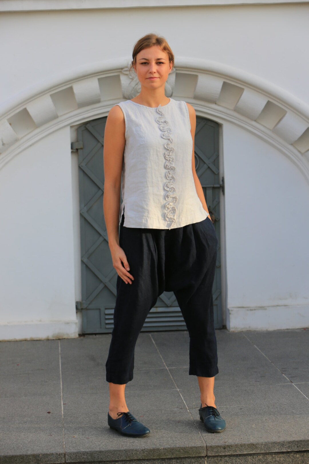 Linen Top / Washed Linen Top / Available in 36 Colors Blouse / Natural ...