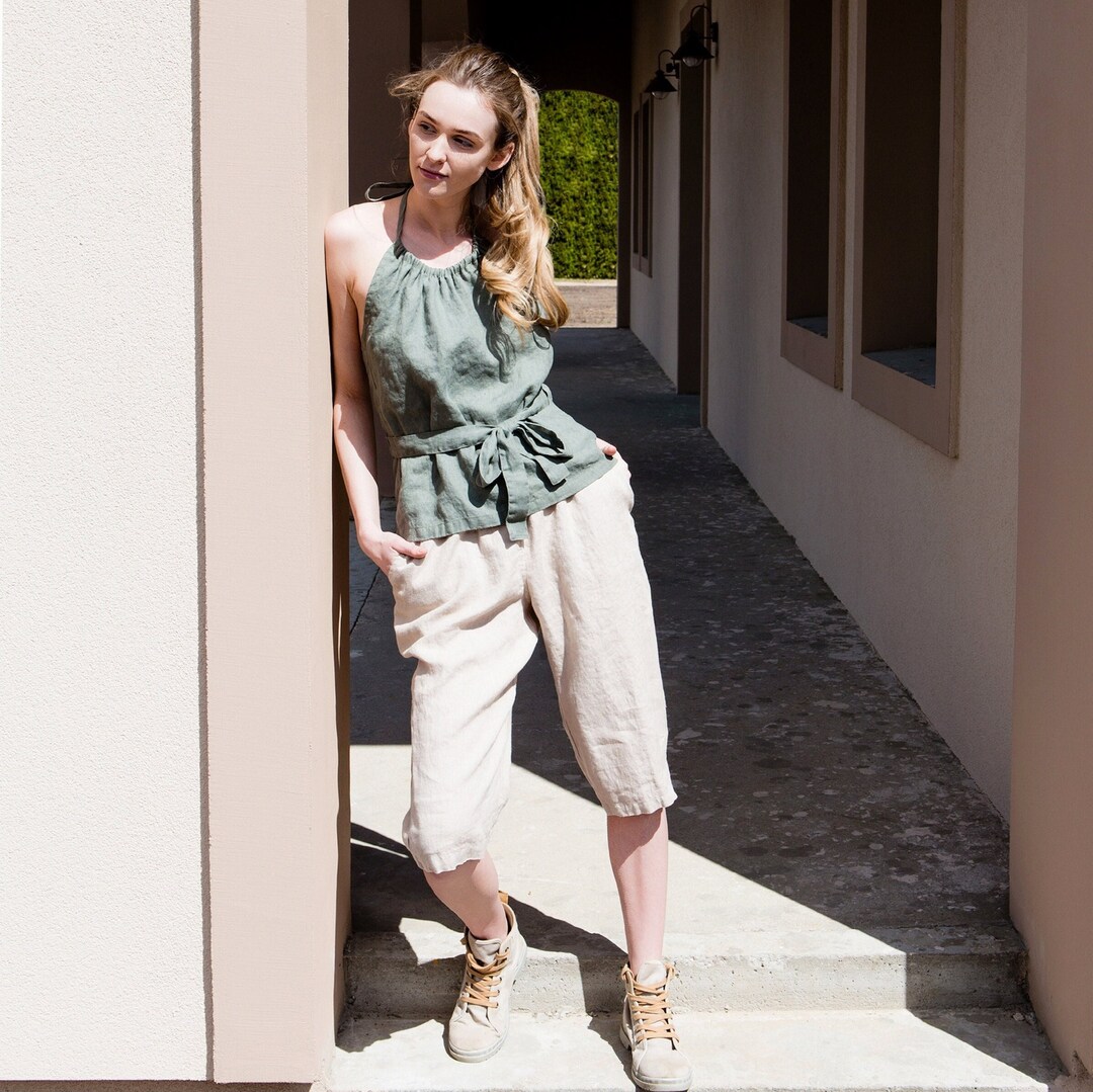 Linen Pants / Linen Pants With Four Pockets / Linen Pants With High ...