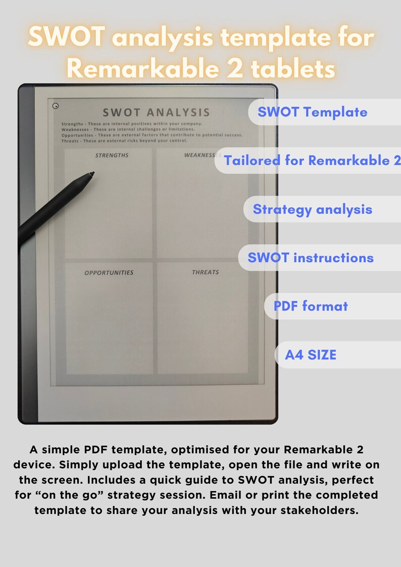 SWOT Strategy Analysis Template for Remarkable 2 Devices - Etsy