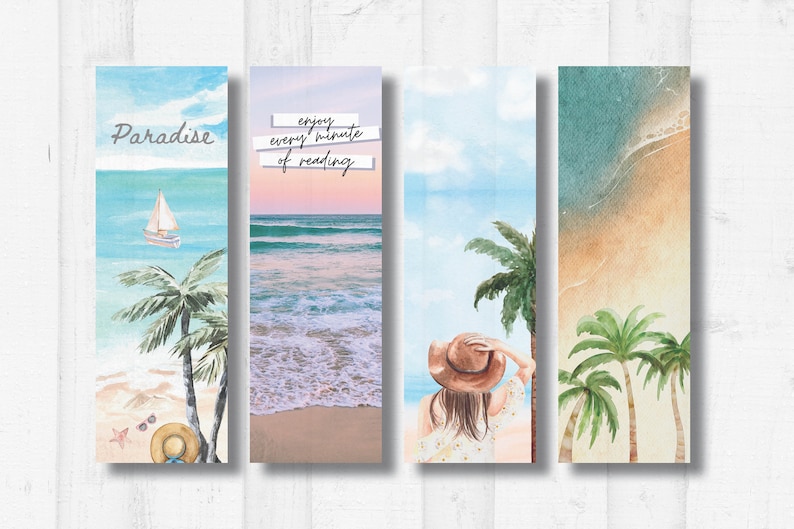 Beach Reader Bookmarks Digital Printable Bookmarks | Digital Bookmark ...