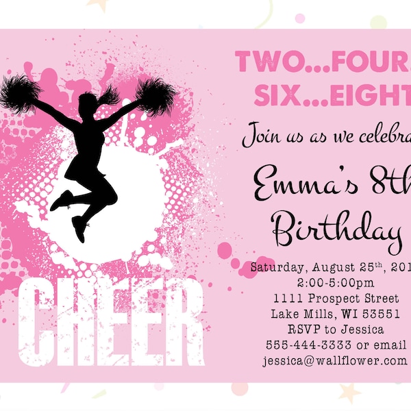 Cheerleading Birthday Invitation - Etsy