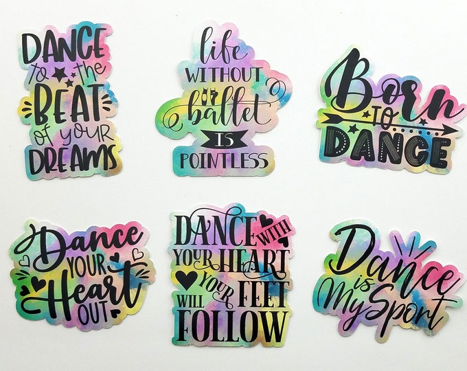 Dance Sticker Pack of 6, Dance Stickers, Dance Decal, Waterproof Decal ...