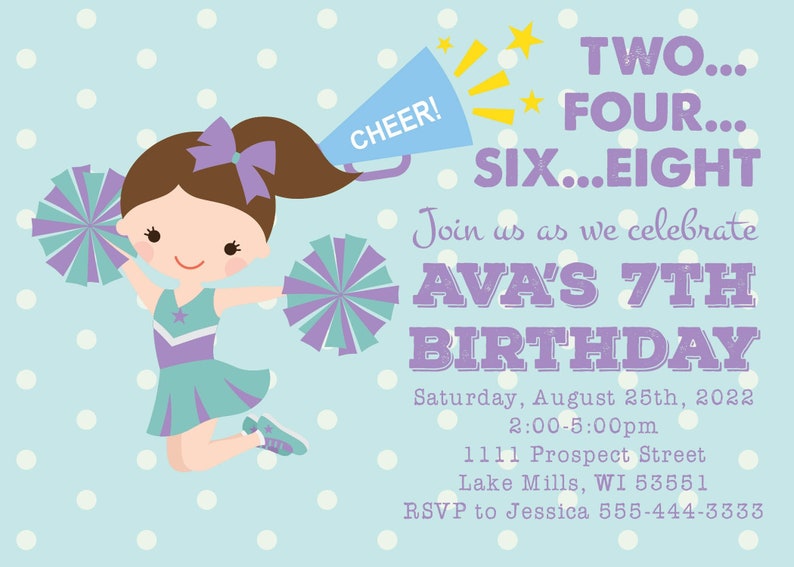 Cheer Birthday Invitation, Cheerleader Party, Cheer Party, Cheerleader ...