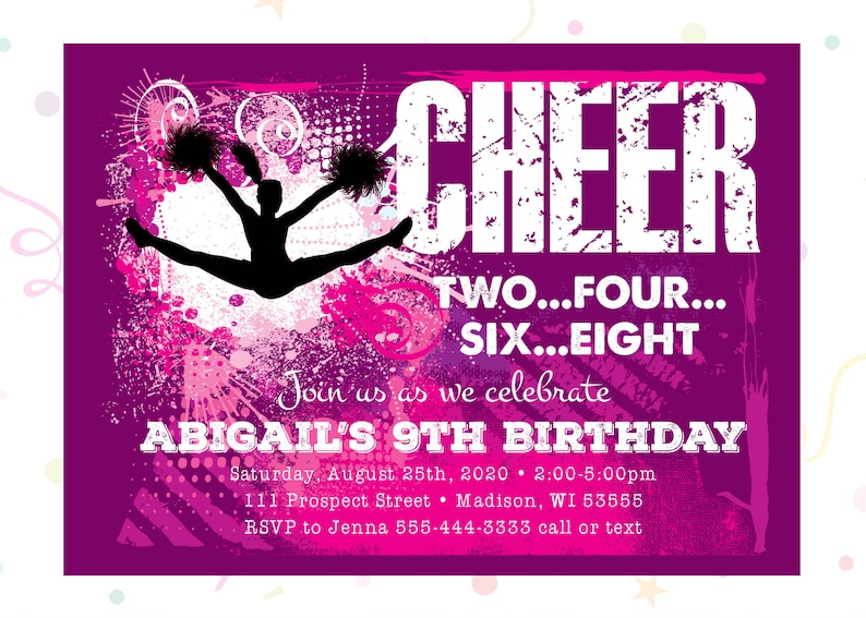 Cheer Birthday Invitation, Cheerleader Party, Cheer Party, Cheerleader ...