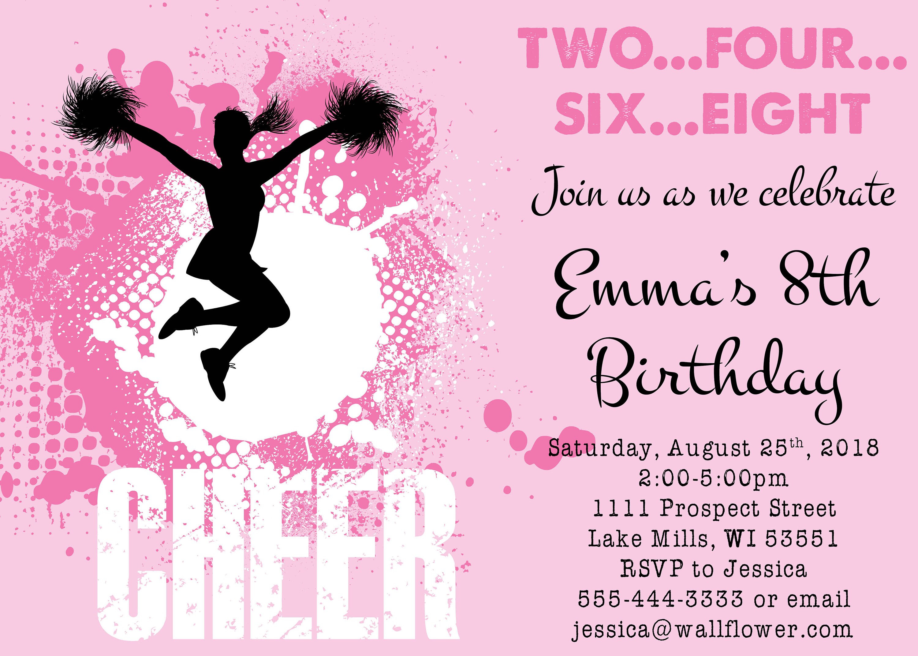 Cheer Birthday Invitation, Personalized, Digital File, Cheerleader ...