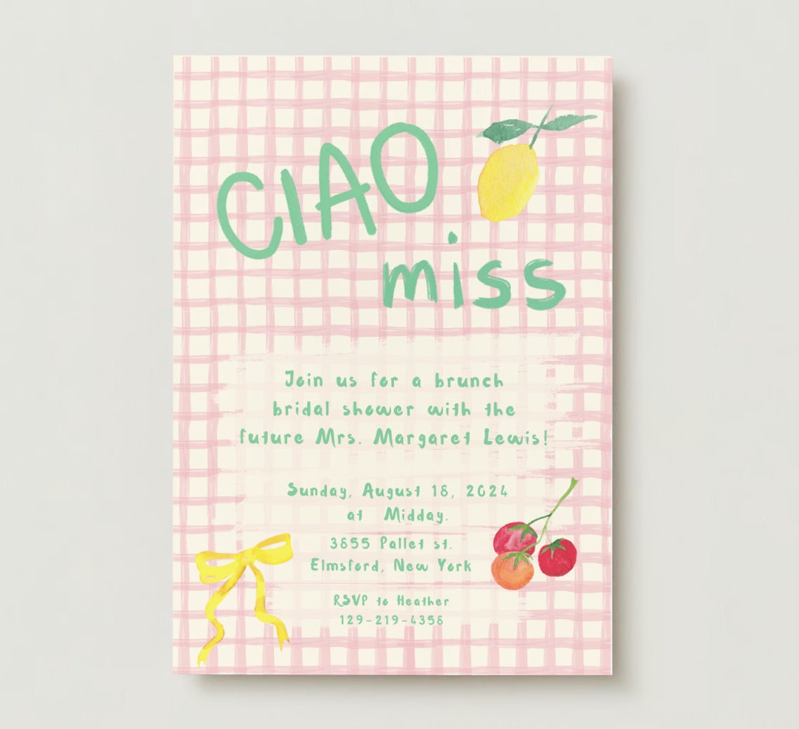 Lemon European Italian Sicilian Hand Painted Ciao Miss Bridal Shower ...