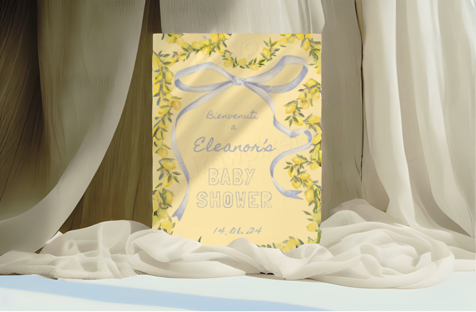 Italian Sicilian Lemon Themed Baby Boy Shower Welcome Sign Ciao Baby ...
