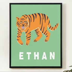 Custom Kids Tiger Print Personalized Name & Color Digital Download Kids ...
