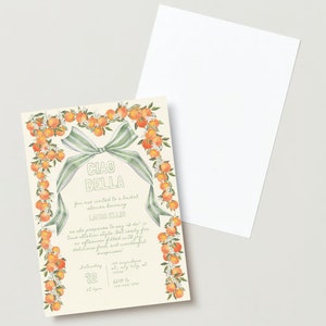 Italian Themed Bridal Shower Invitation - Ciao Bella Orange Blossom ...