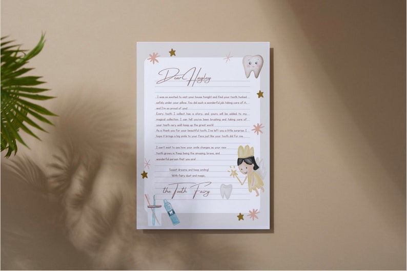 Customizable Tooth Fairy Letter Downloadable Digital File Personalized ...