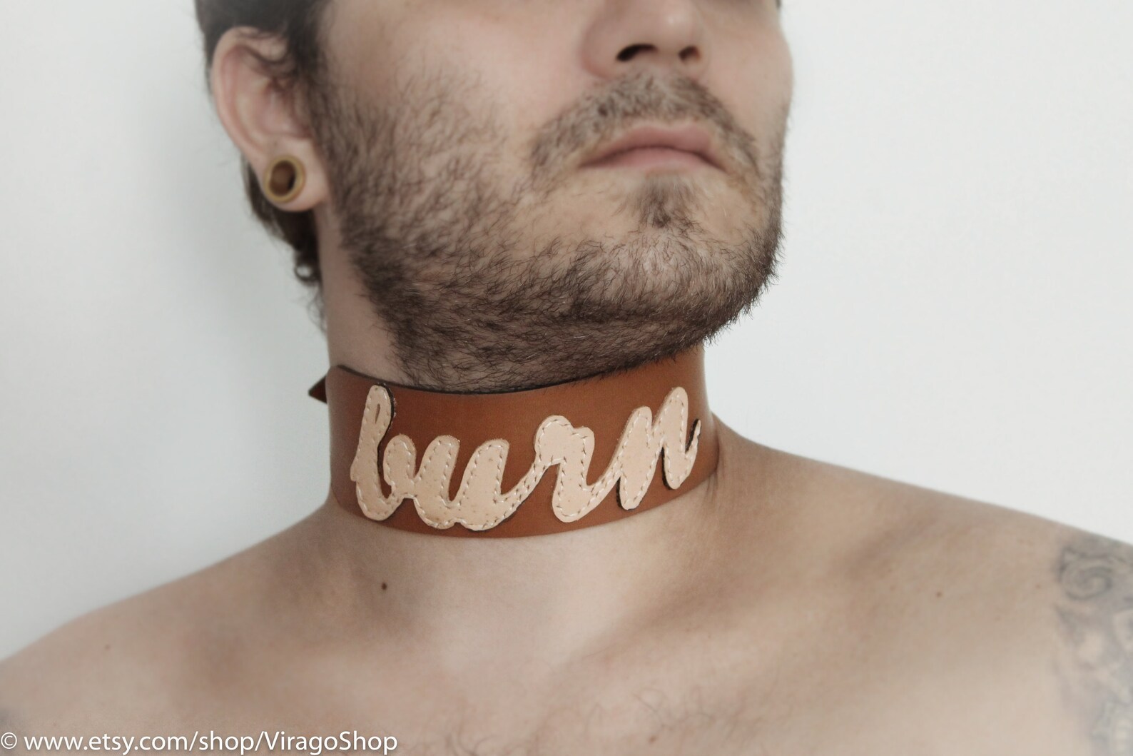Burning Man Leather Choker: Personalized Festival Collar (14-18 Inches ...