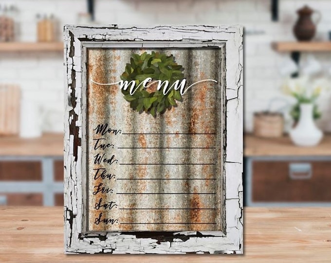 Dry Erase Weekly Menu Board, 8x10, Personalized Menu Board, Farmhouse ...