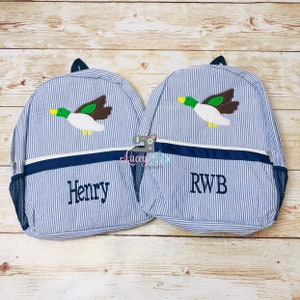 Mallard Duck Boys Seersucker Preschool Backpack, Boys Seersucker, Duck ...