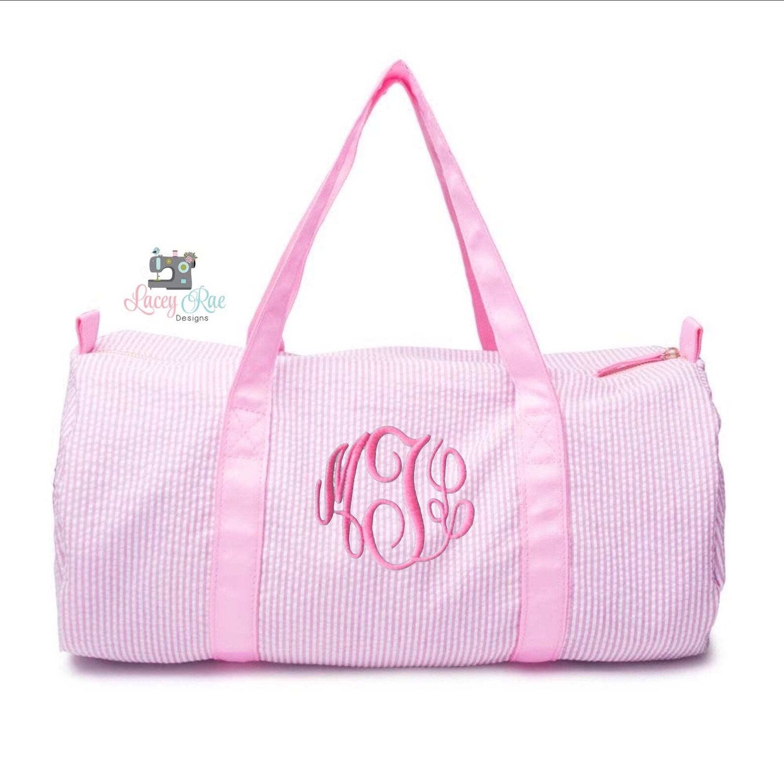 Seersucker Duffel Bag, Monogrammed Duffel Bag, Pink Seersucker Duffel ...
