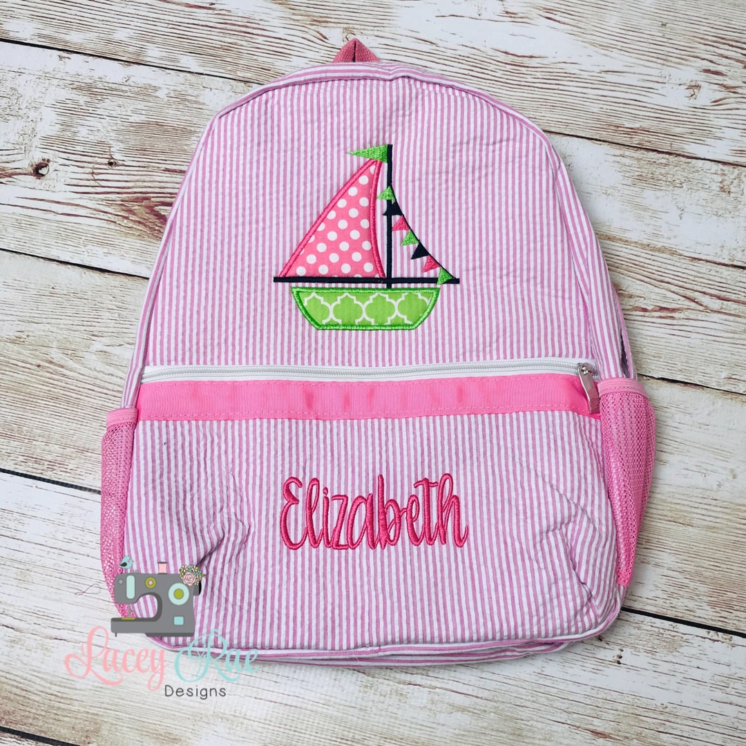 Sailboat Girls Seersucker Preschool Backpack, Dance Bag, Toddler ...