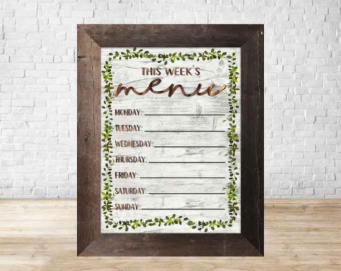 Dry Erase Weekly Menu Board, 8x10, Personalized Menu Board, Farmhouse ...