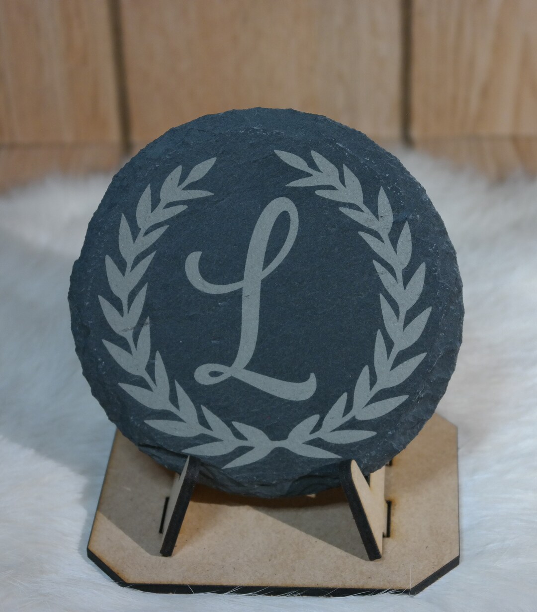 Customized Engraved Monogram Natural Slate Coaster - Etsy