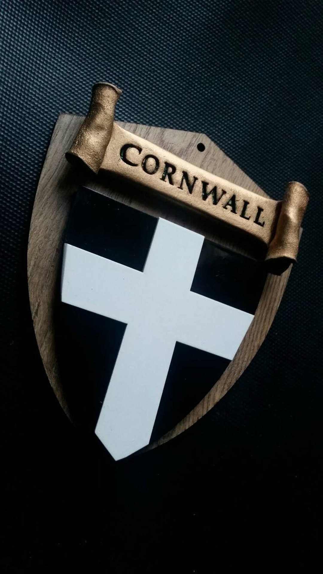 The Flag of Cornwall in a Shield Design, Below a Handmade Ceramic Name ...