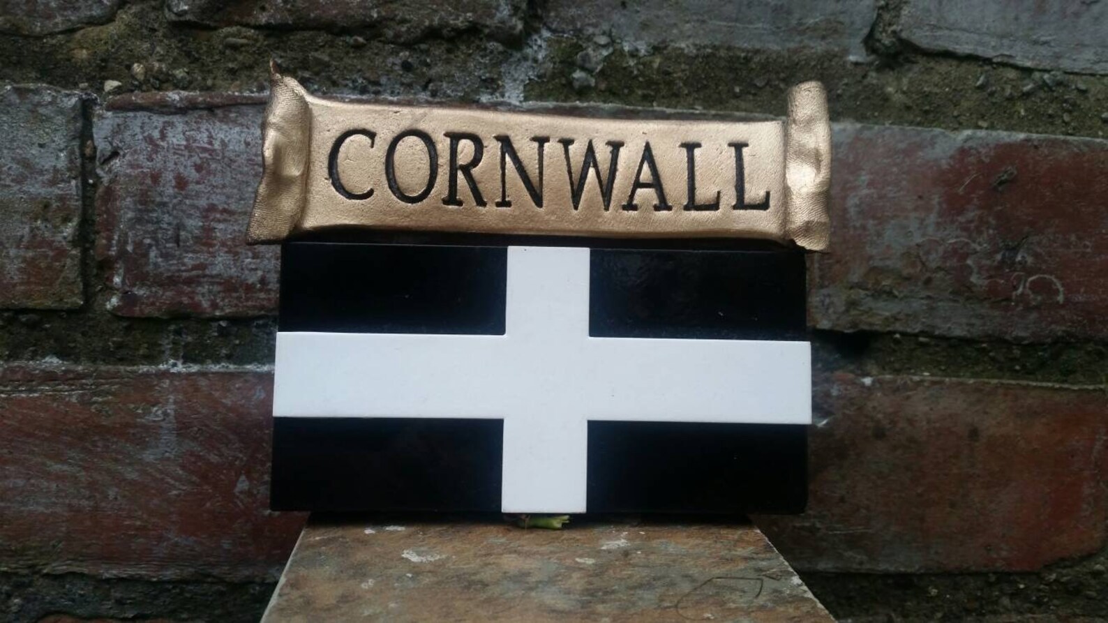 The Flag of Cornwall Made of Painted Marble With the Cross - Etsy
