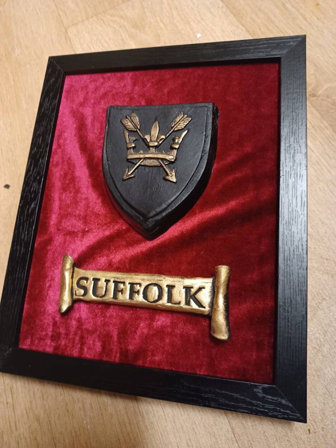 TIMELESS SUFFOLK'. the Flag, as a Shield; Hand-made and Painted Black ...