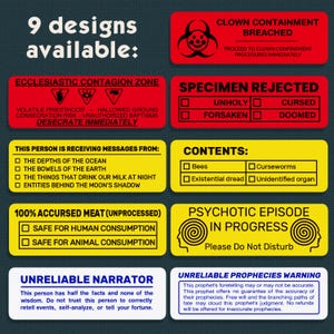 Weirdcore Lab Warning Stickers - Cursed and Ominous Labels - Durable ...