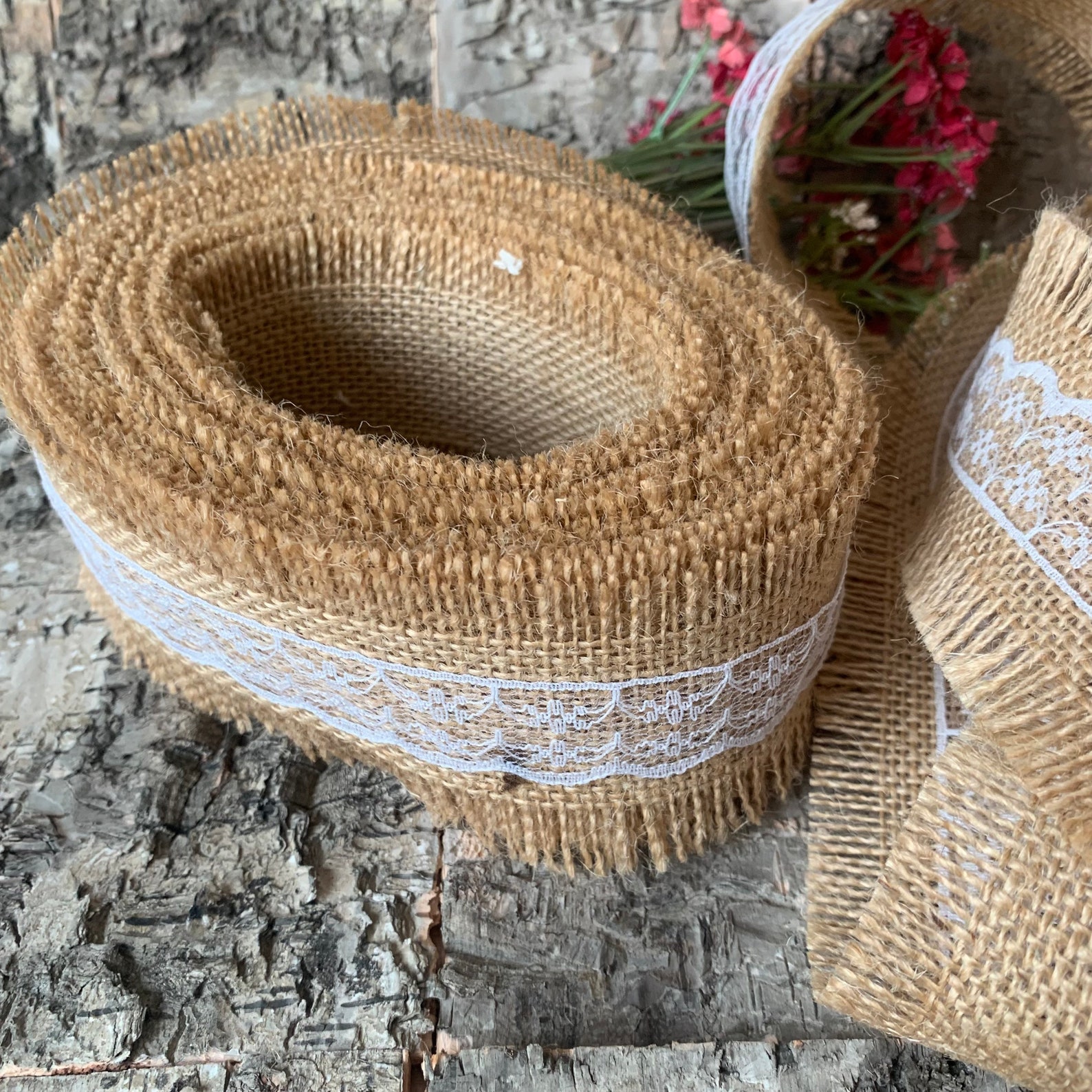 Hessian Ribbon Trim With Lace - Etsy UK