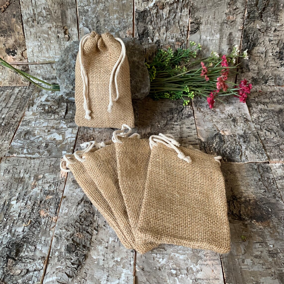 Mini Hessian Drawstring Bags - Etsy