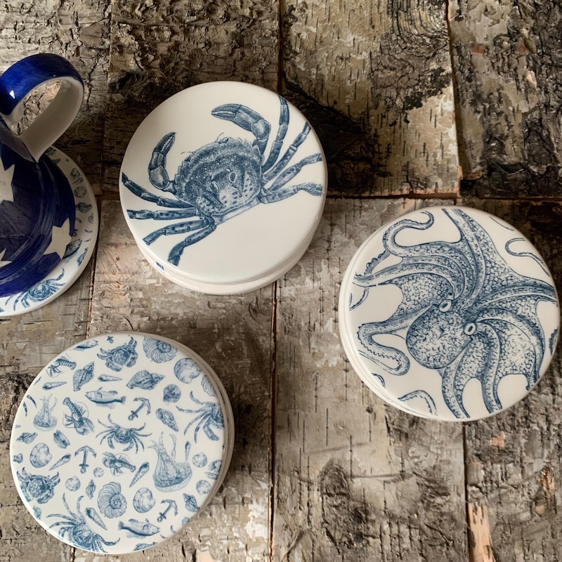 Ceramic Seaside Coasters - Etsy UK