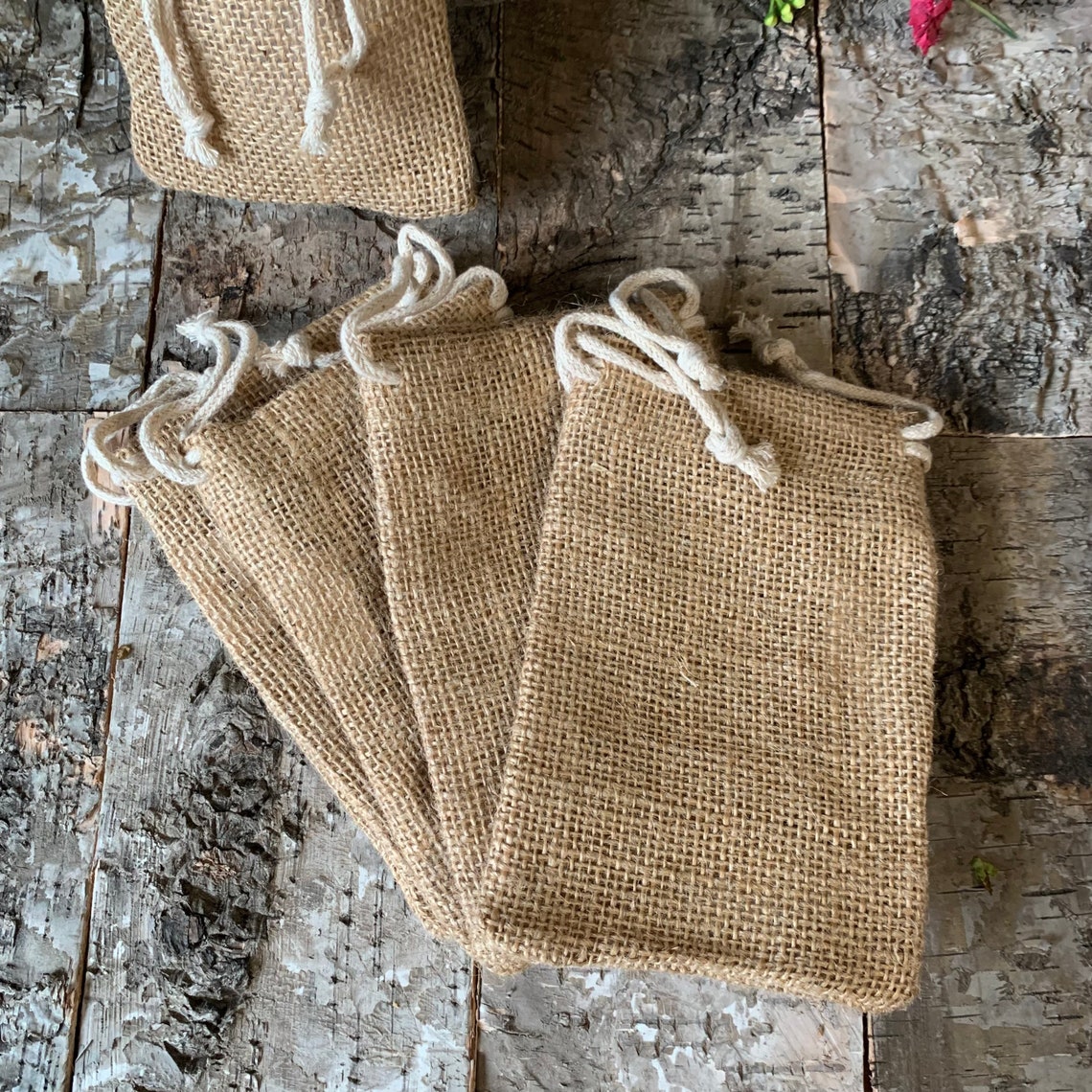 Mini Hessian Drawstring Bags - Etsy