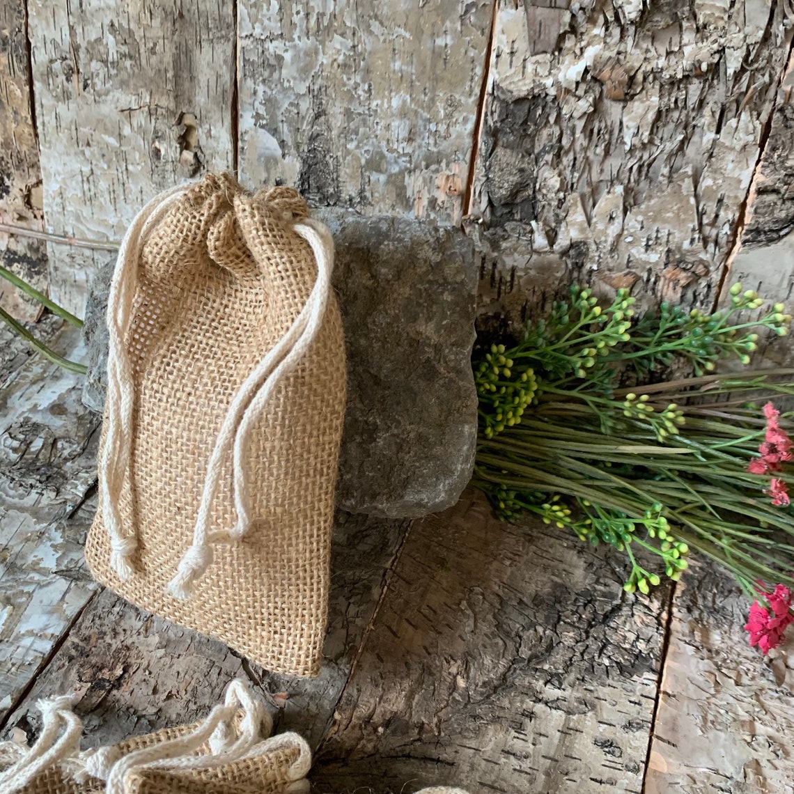 Mini Hessian Drawstring Bags - Etsy