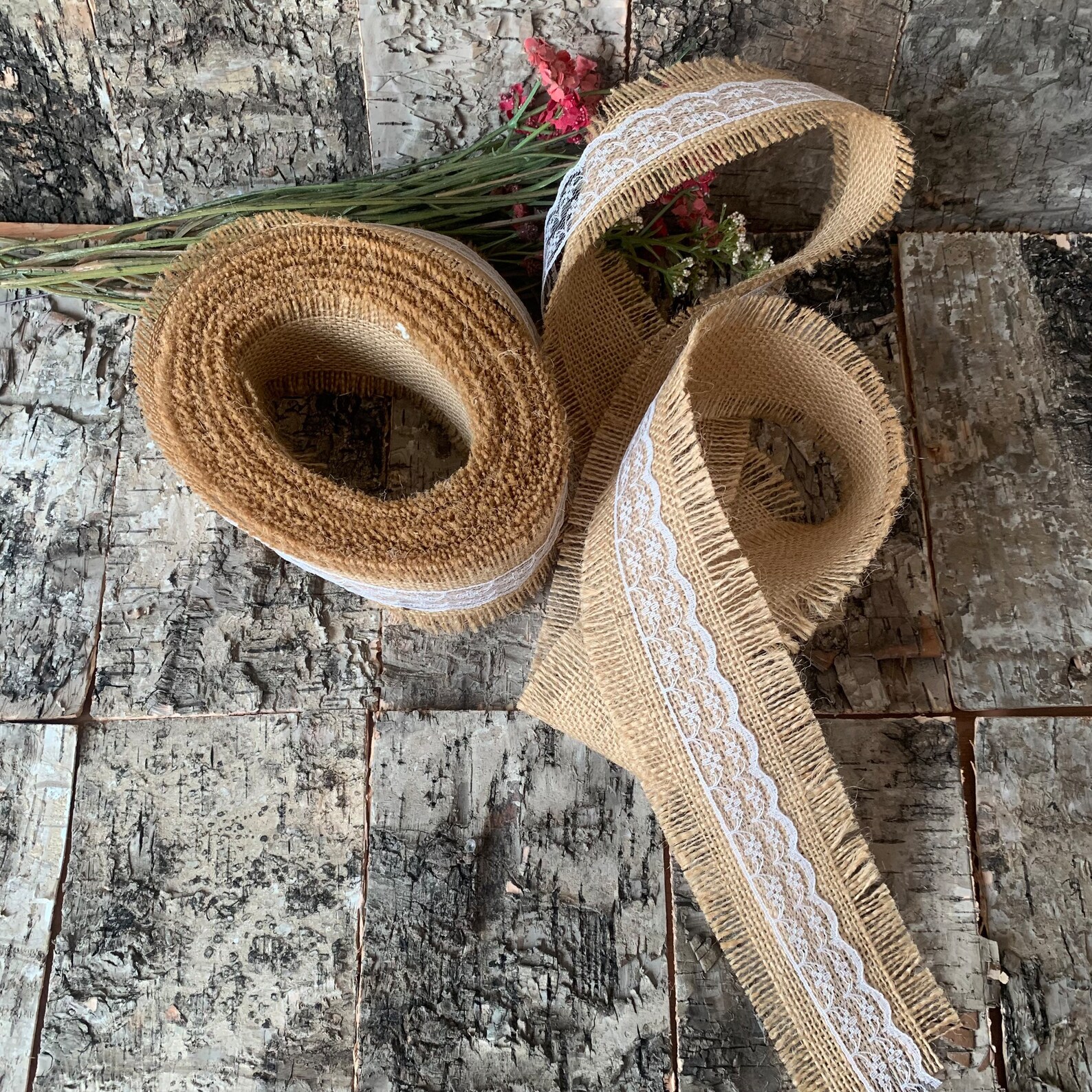 Hessian Ribbon Trim With Lace - Etsy UK