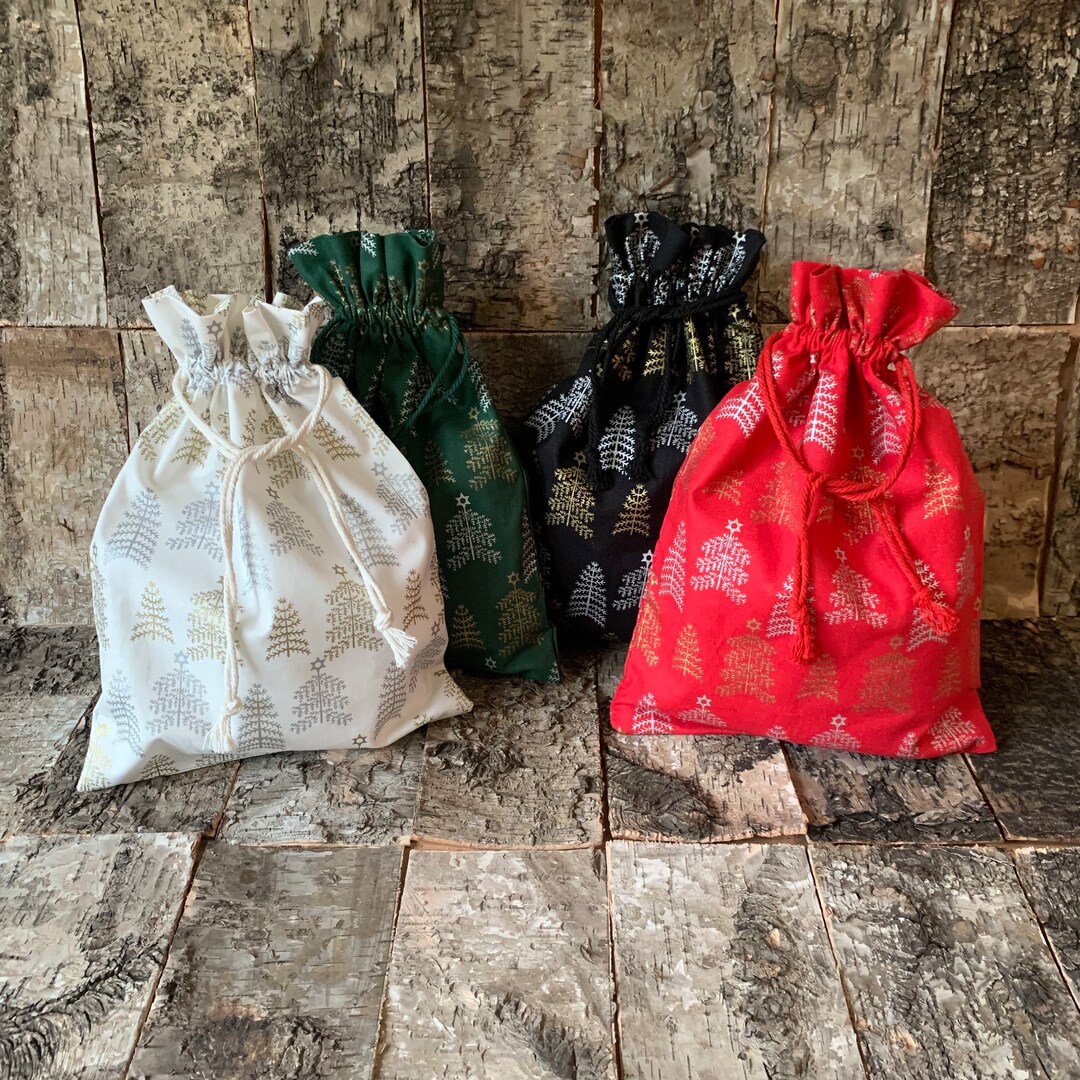 Drawstring Cotton Gift Bag, Christmas Tree - Etsy UK