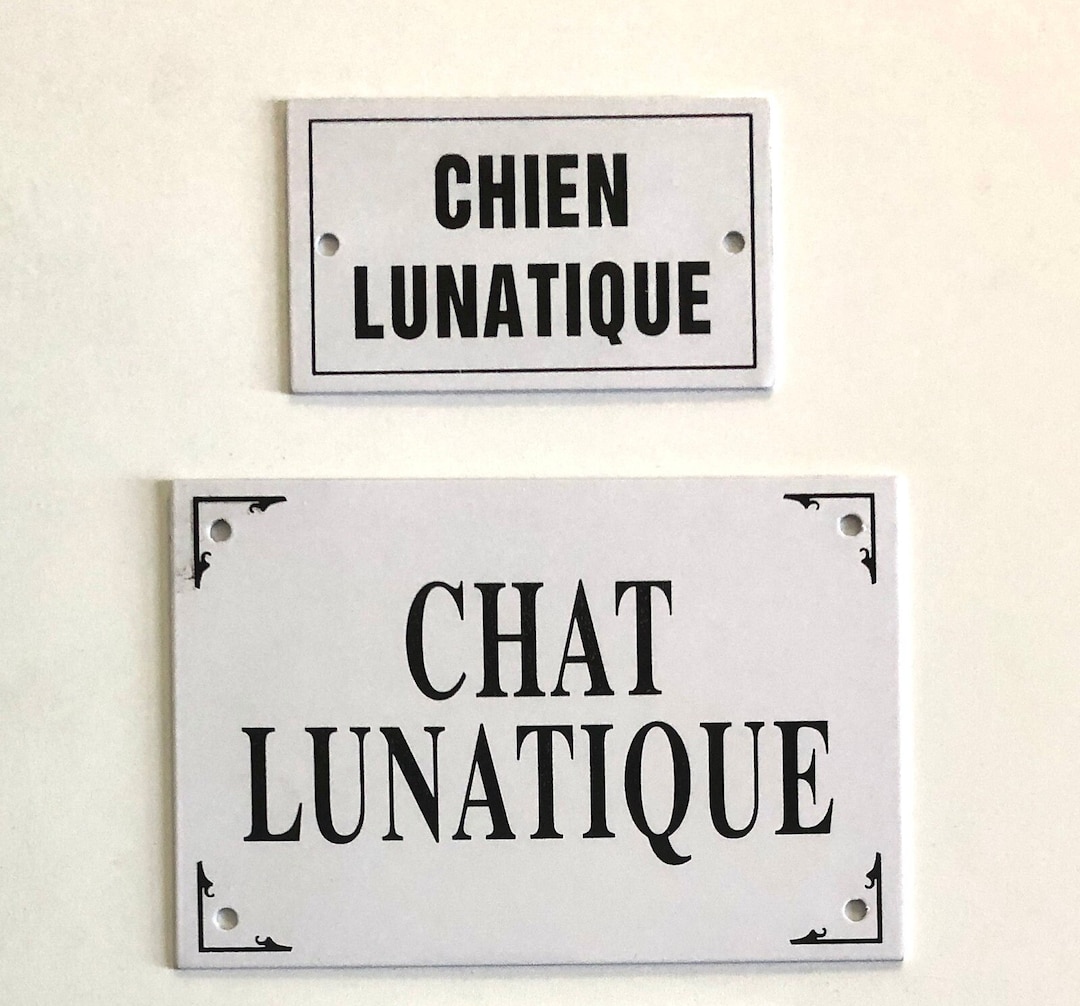 French Enamel Signs—lunatic Cat, Crazy Dog, No Smoking Sign—chien ...
