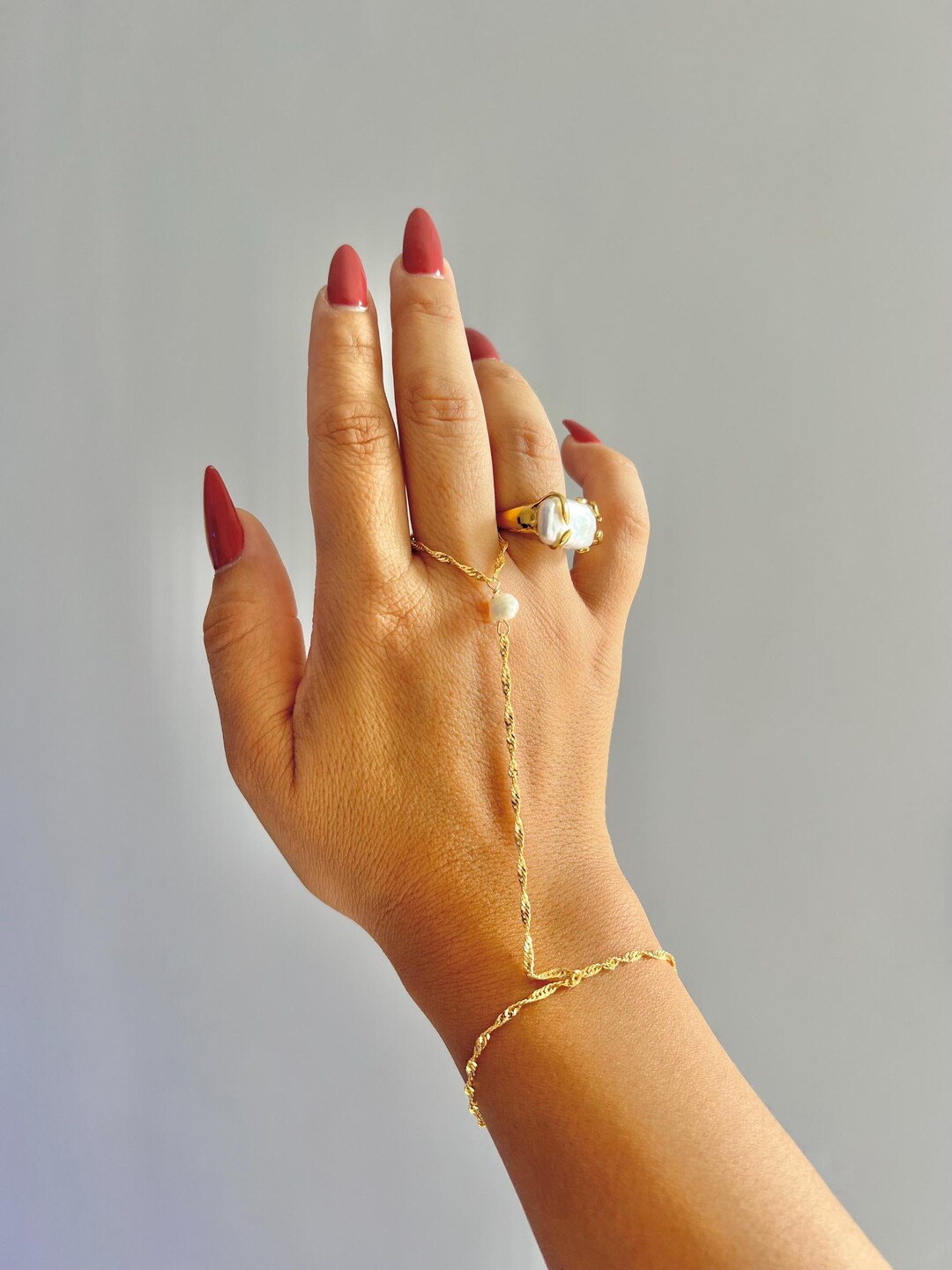 Pearl Hand Chain | 18k Gold Hand Chain | Dainty Hand Chain | Fresh ...