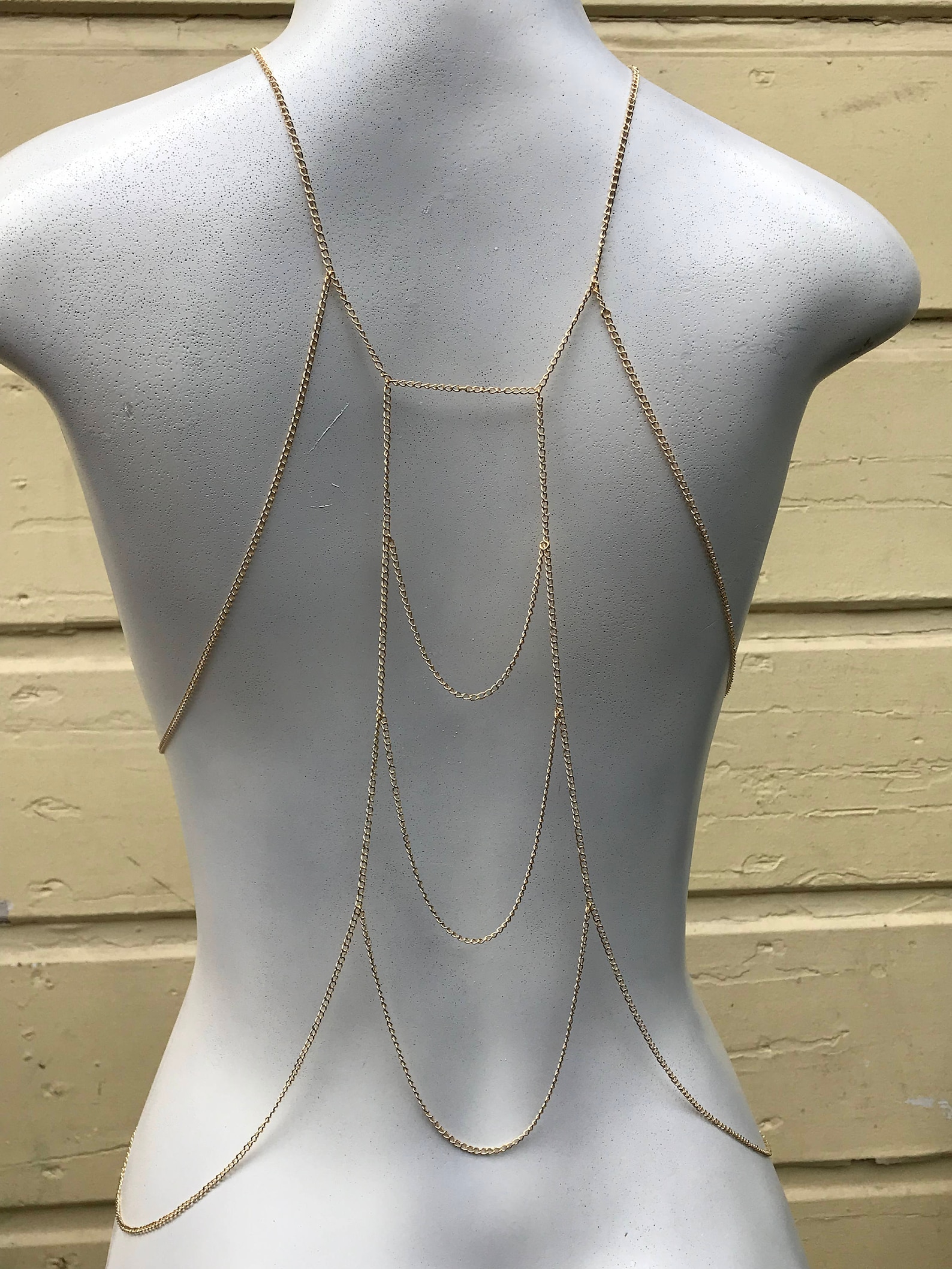 Back Body Chain, Layered Body Chain, Bikini Body Jewelry, Back Drop ...