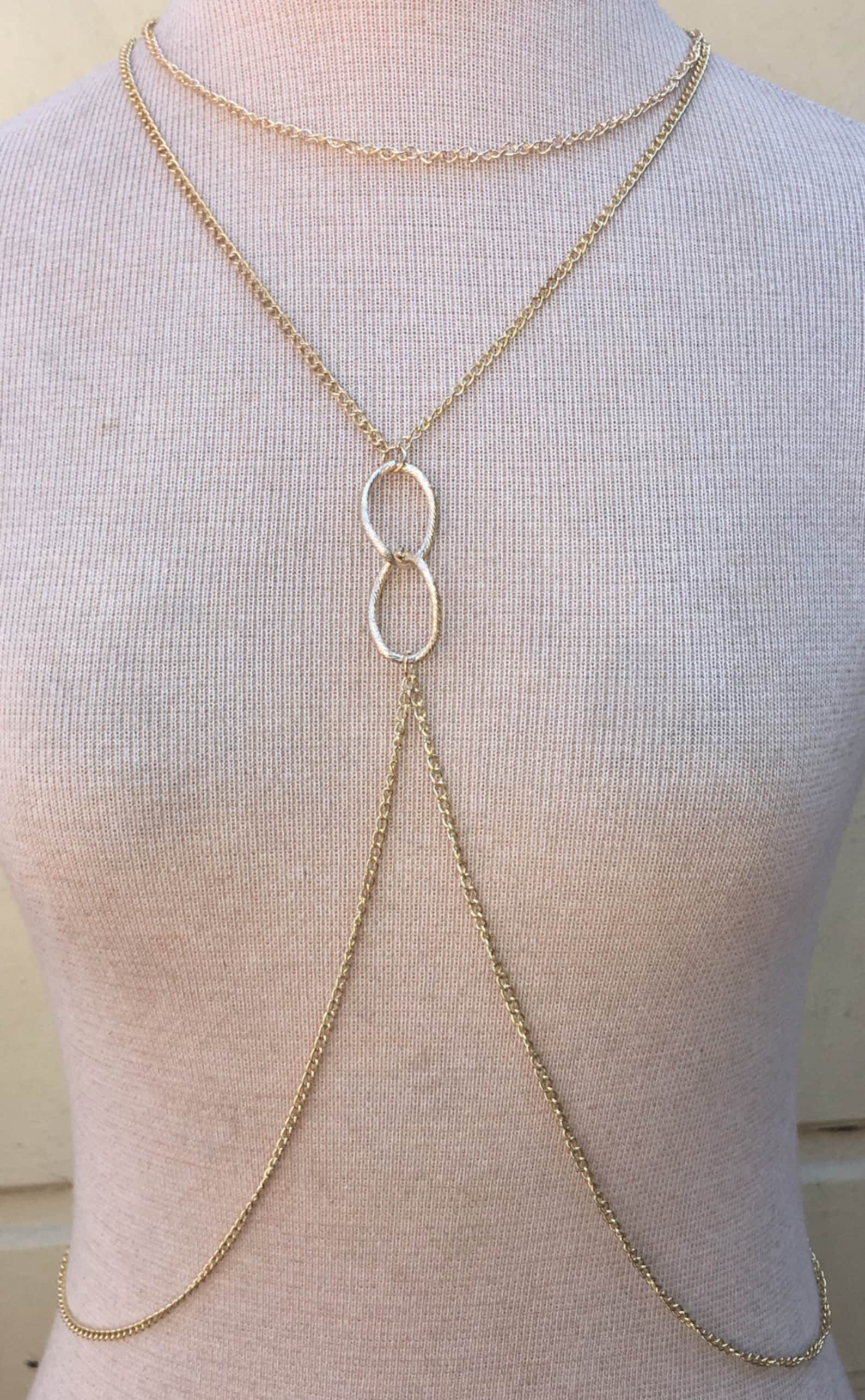 Curb Chain Body Chain, Bikini Body Jewelry, Layered Body Chain, Beach ...