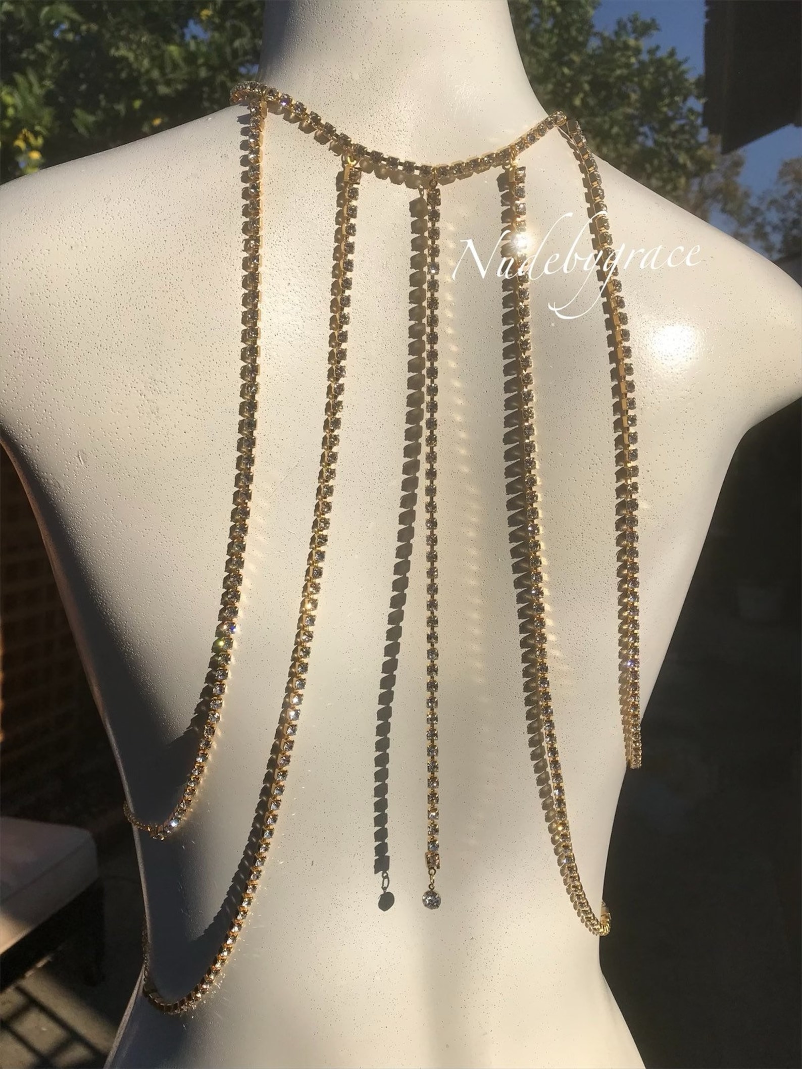 Crystal Back Body Chain, Bikini Body Jewelry, Back Drop Jewelry ...