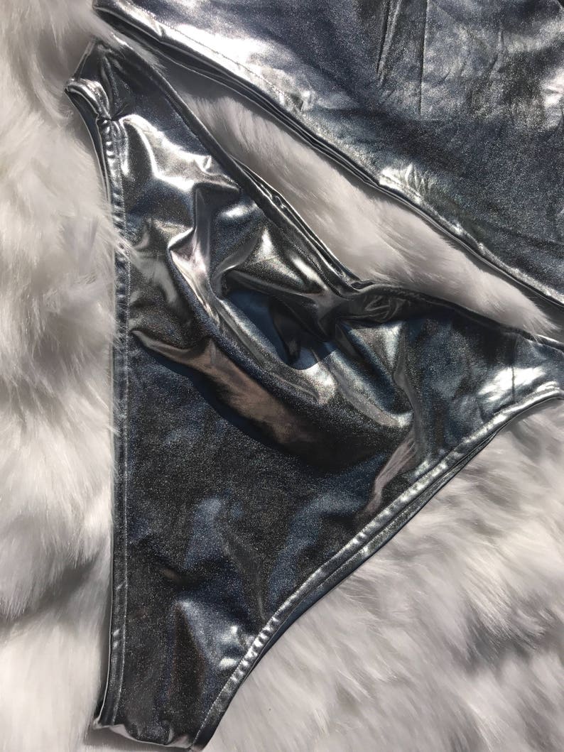 Metallic Silver 2 Piece Set Bikini Sexy Bikini Beachwear - Etsy
