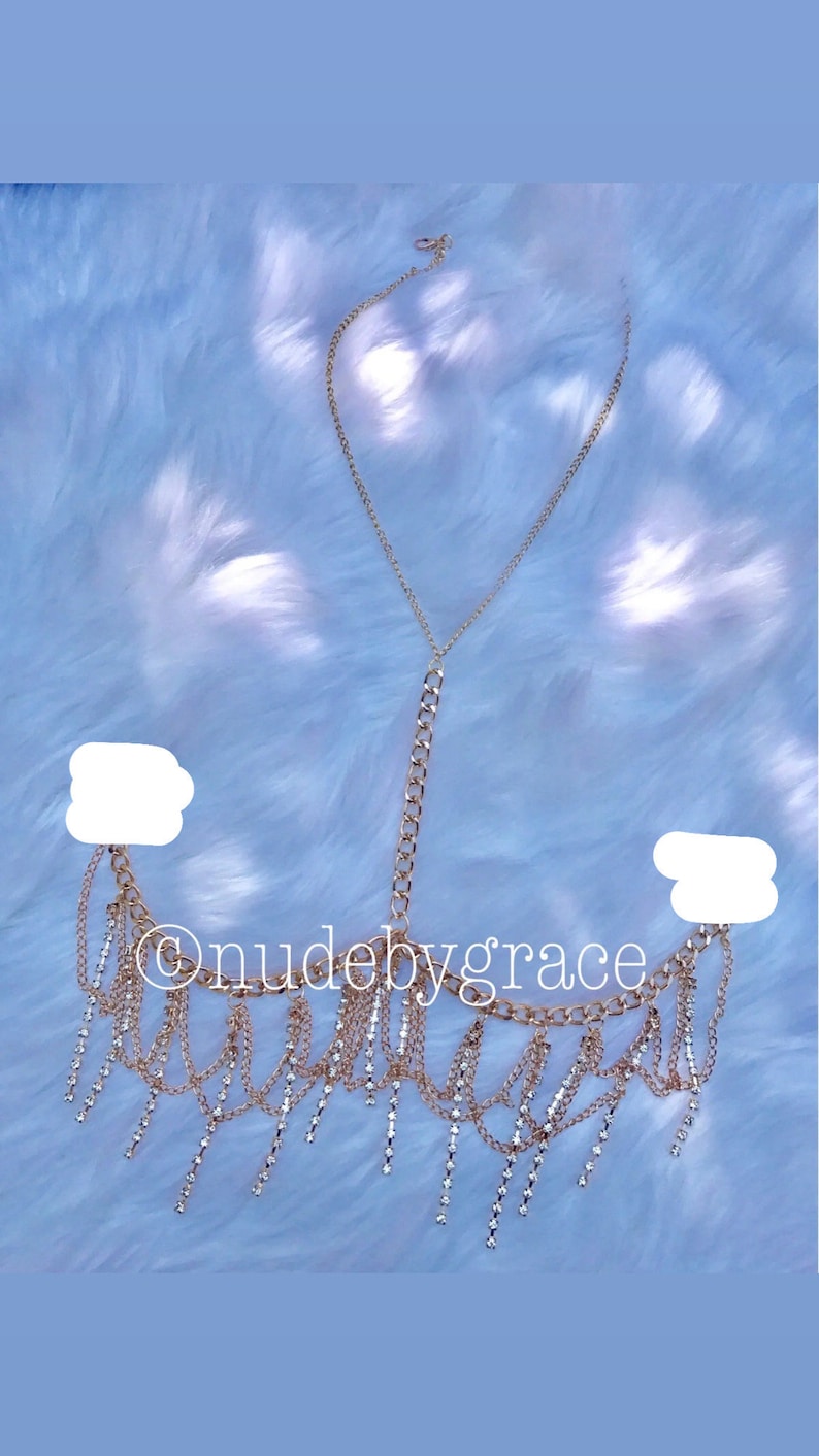 Adjustable Non Pierced Crystal Bralette | Costume Body Chain | Bikini ...