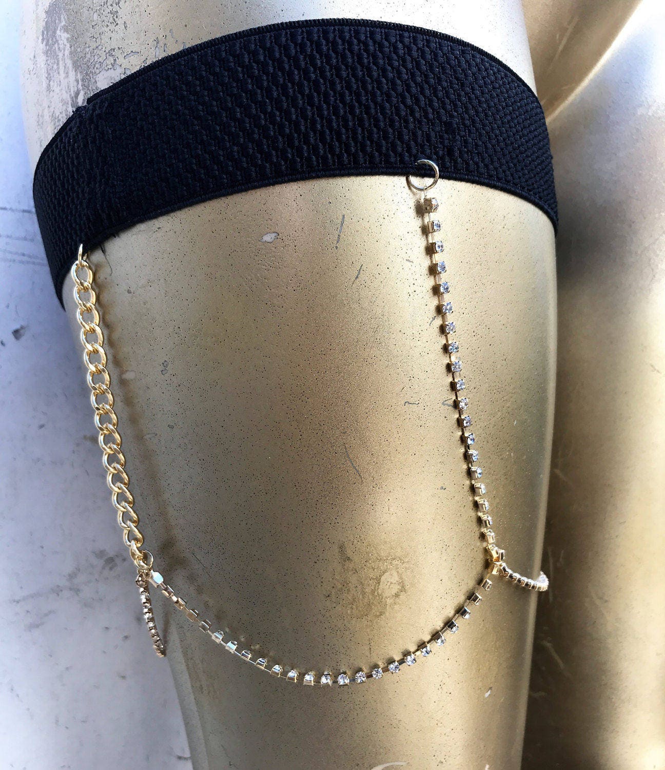Set of 2 Thigh High, Body Jewelry, Leg Bracelet, Crystals Thigh High ...