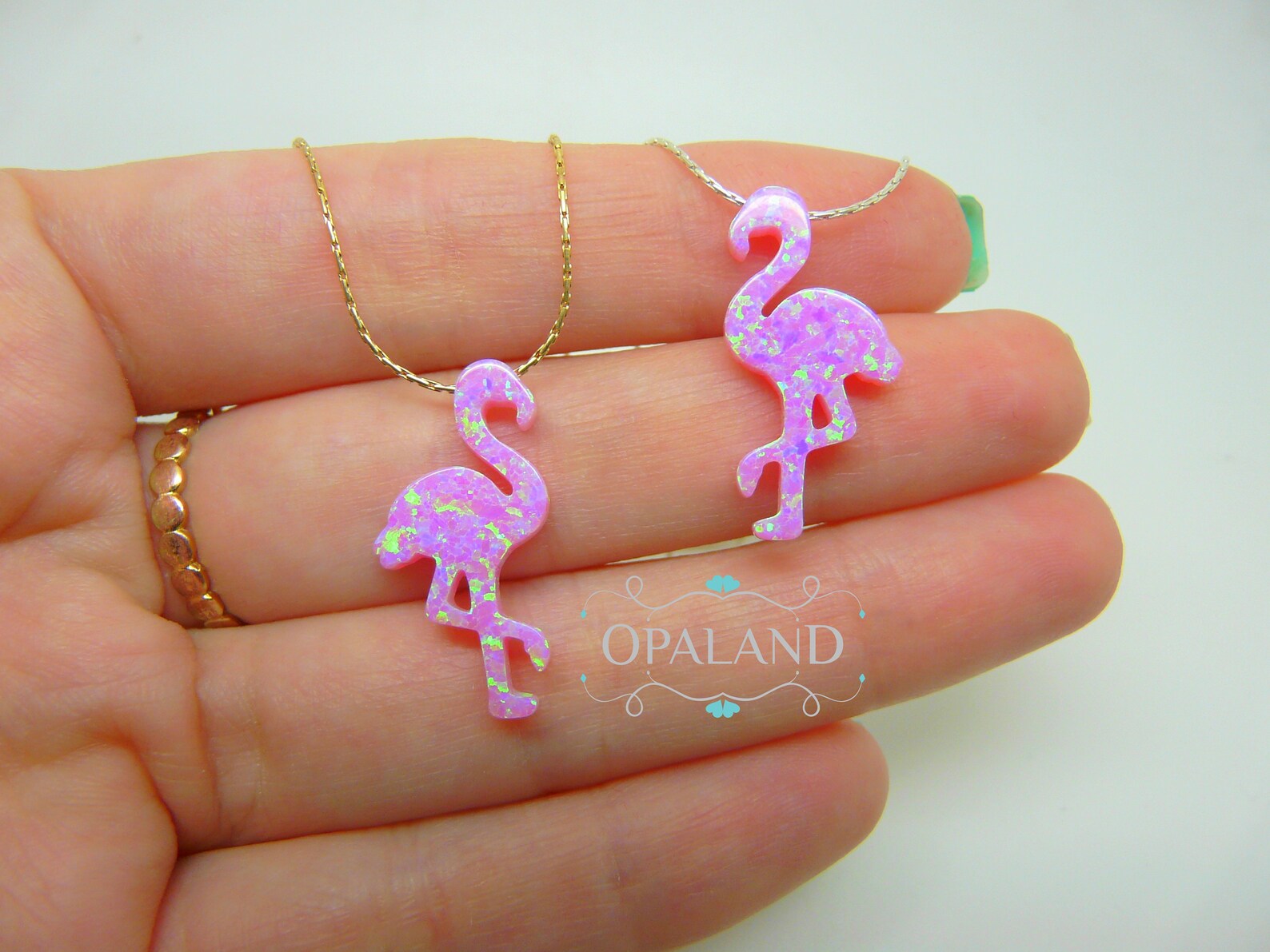 Pink Flamingo Necklace, Opal Flamingo Necklace, Flamingo Jewelry ...