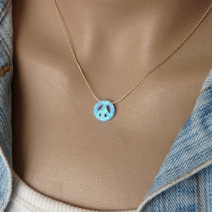 Peace Sign Necklace, Peace Necklace, Peace Sign, Opal Peace Sign ...