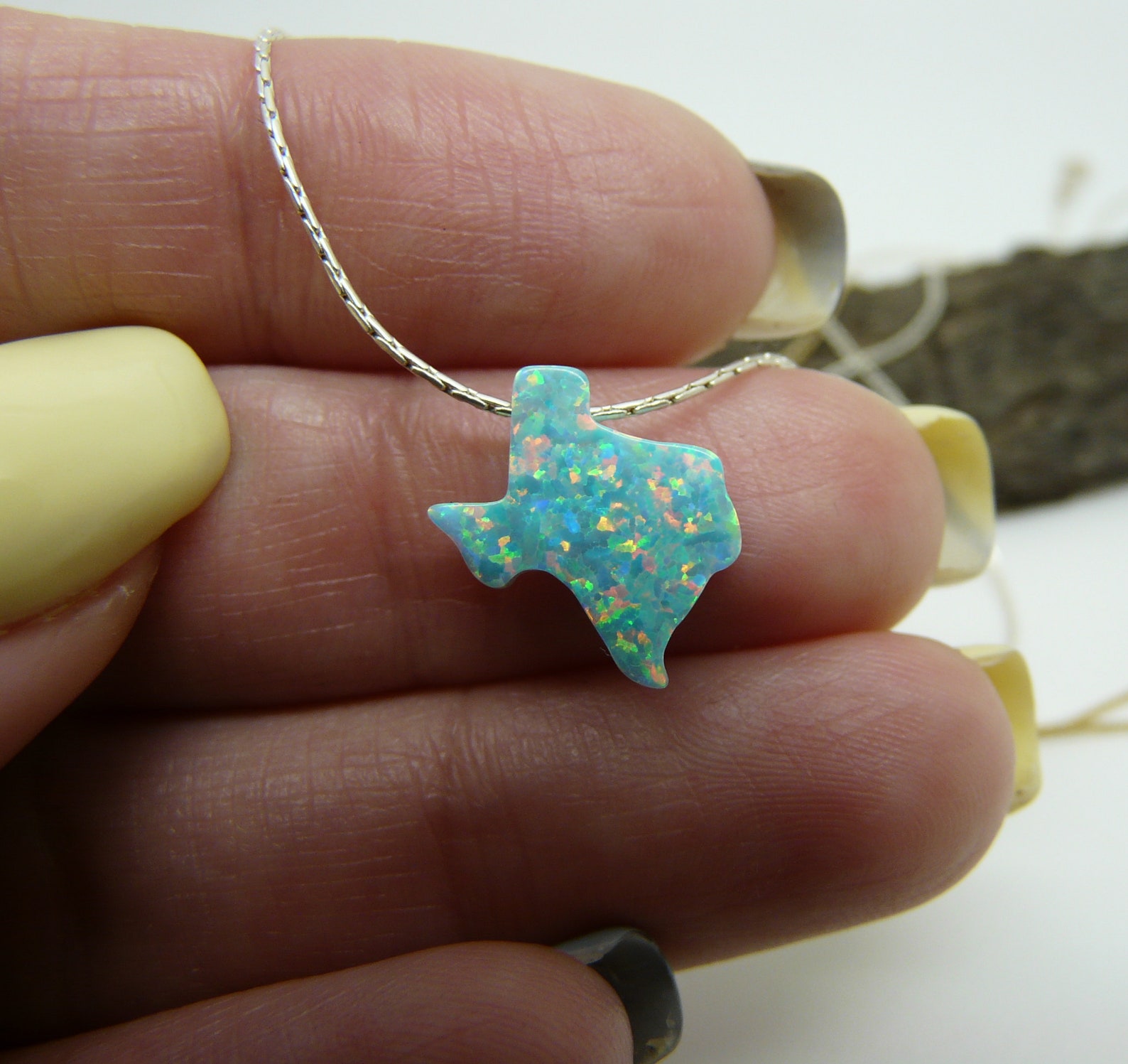 Texas Necklace TX Necklace Texas State Necklace Opal Texas | Etsy