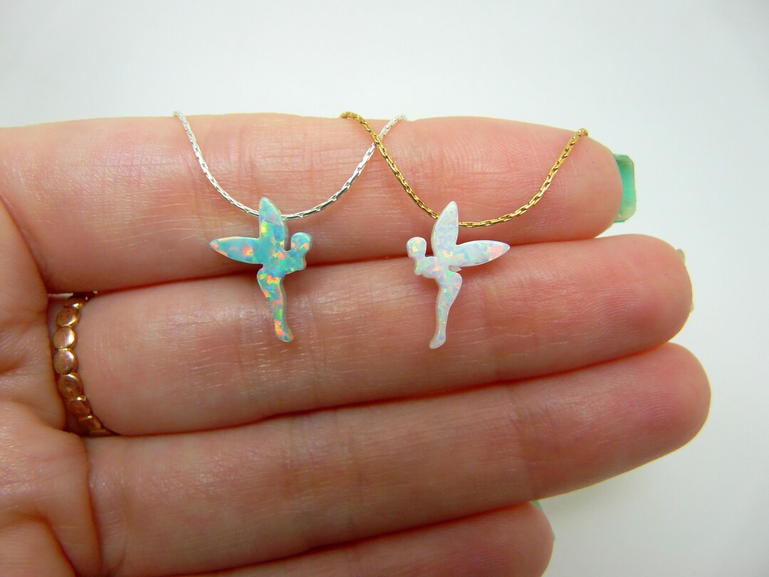 Opal Fairy Necklace, Tiny Fairy Necklace, Tinkerbell Inspired Necklace ...