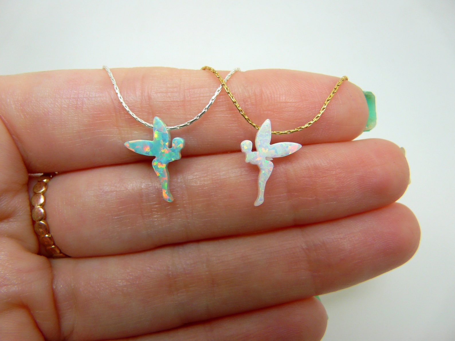Opal Fairy Necklace, Tiny Fairy Necklace, Tinkerbell Inspired Necklace ...