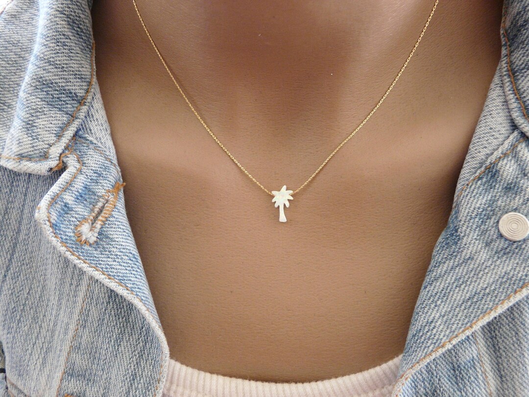 Palm Tree Necklace, Opal Palm Tree, Summer Necklace, Beach Necklace ...