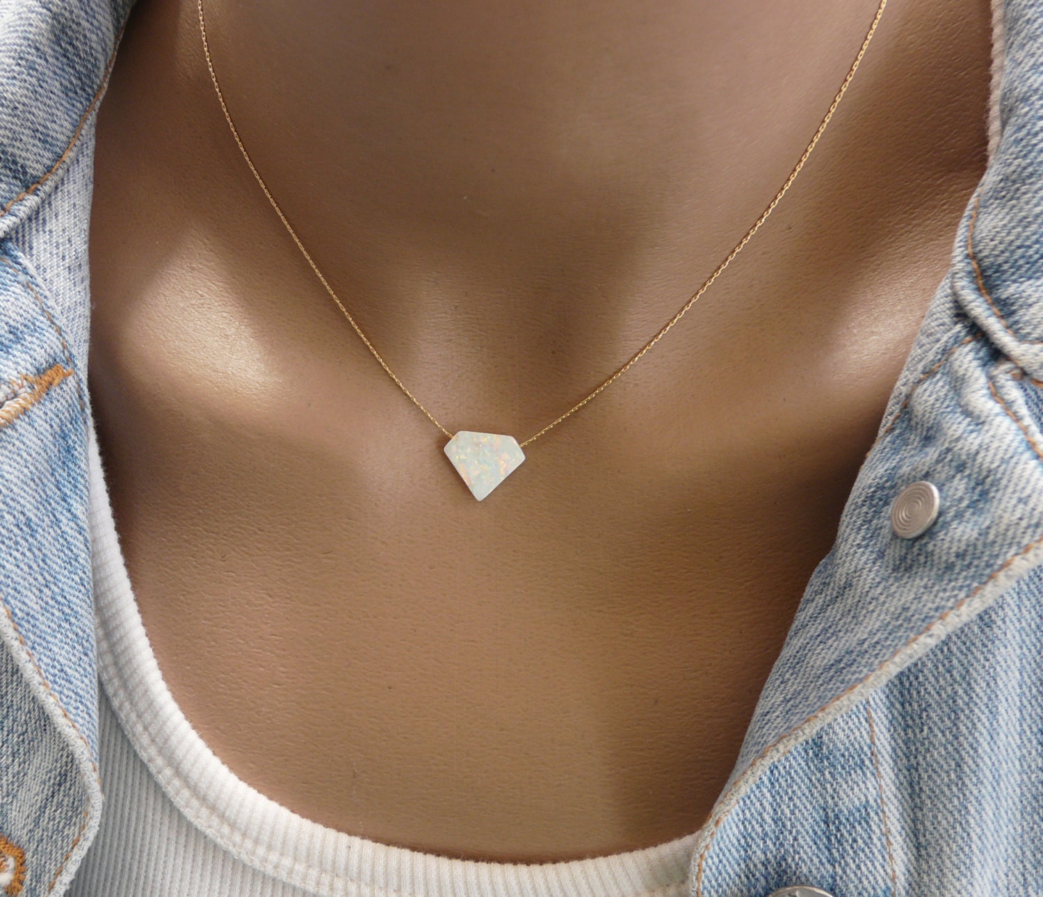 Diamond Shape Necklace Geometric Necklace Triangle Necklace - Etsy