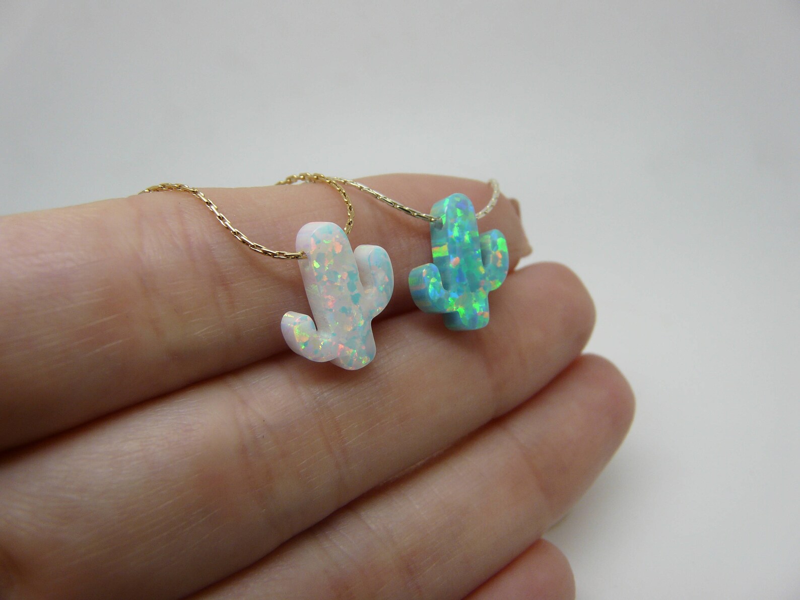 Cactus Necklace Opal Cactus Necklace Cactus Jewelry - Etsy